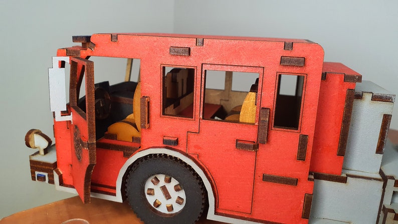 Files for Laser Cut Fire Truck Model: SVG DXF XCS Lightburn Xtool - Etsy