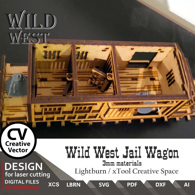 Wild West Jail Wagon Files for Laser Cut: 28-34mm Scale (digital ...