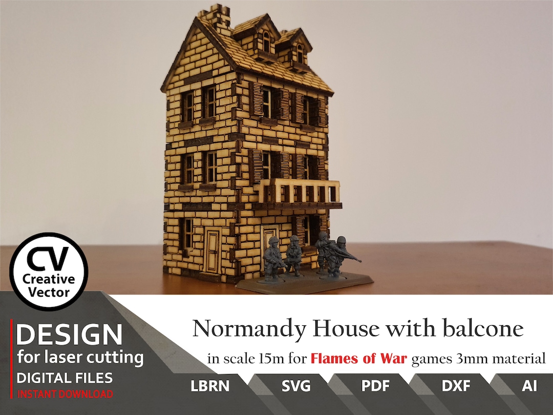 Files for Laser Cut Normandy House With Balcony : 15mm Wargaming ...