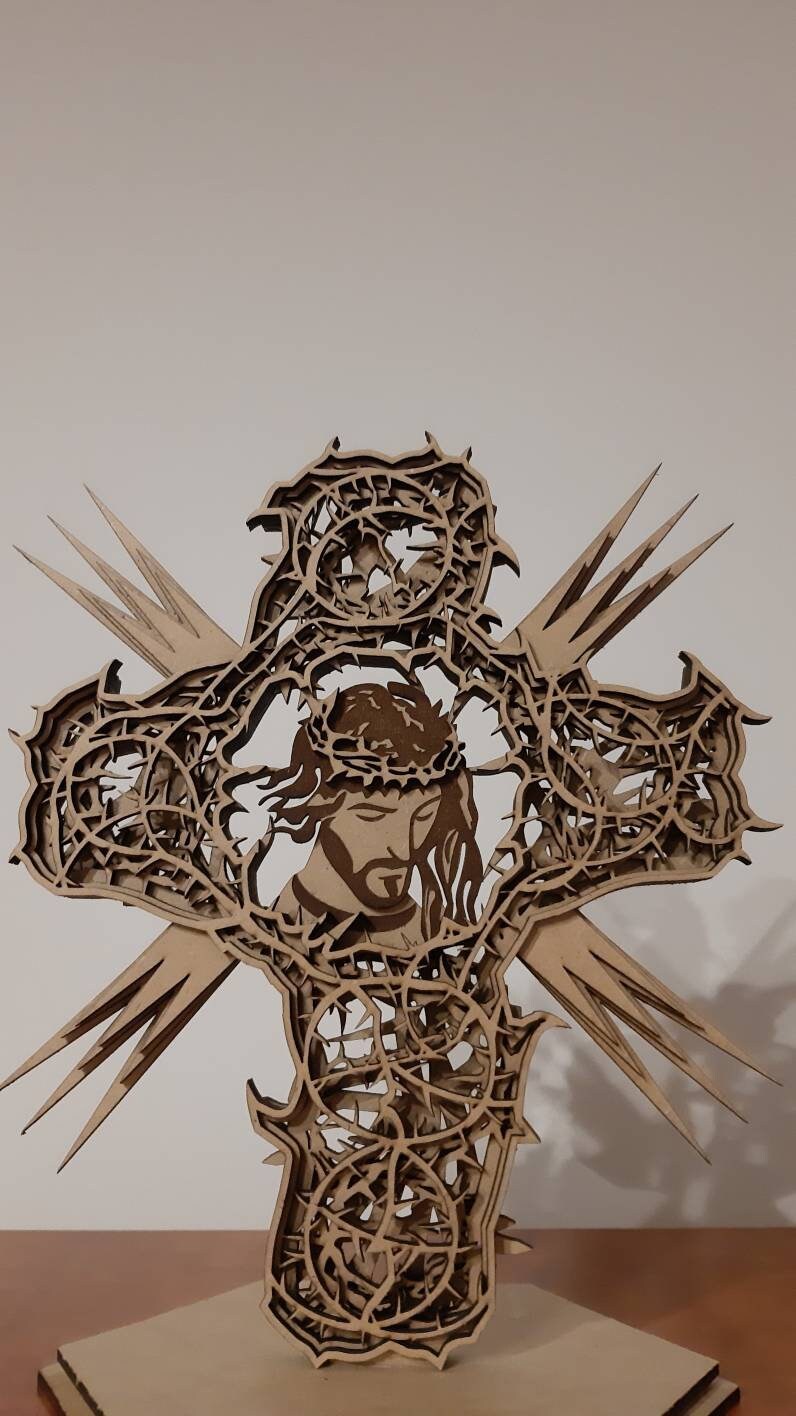 Laser Cut Files Cross of Thorns SVG DXF PDF Easy to - Etsy