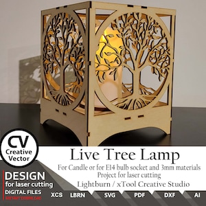 Live Tree Lamp | SVG | XCS | Ai | Lightburn | Easy to Laser Cut | DXF ...