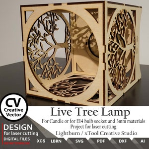 Live Tree Lamp | SVG | XCS | Ai | Lightburn | Easy to Laser Cut | DXF ...