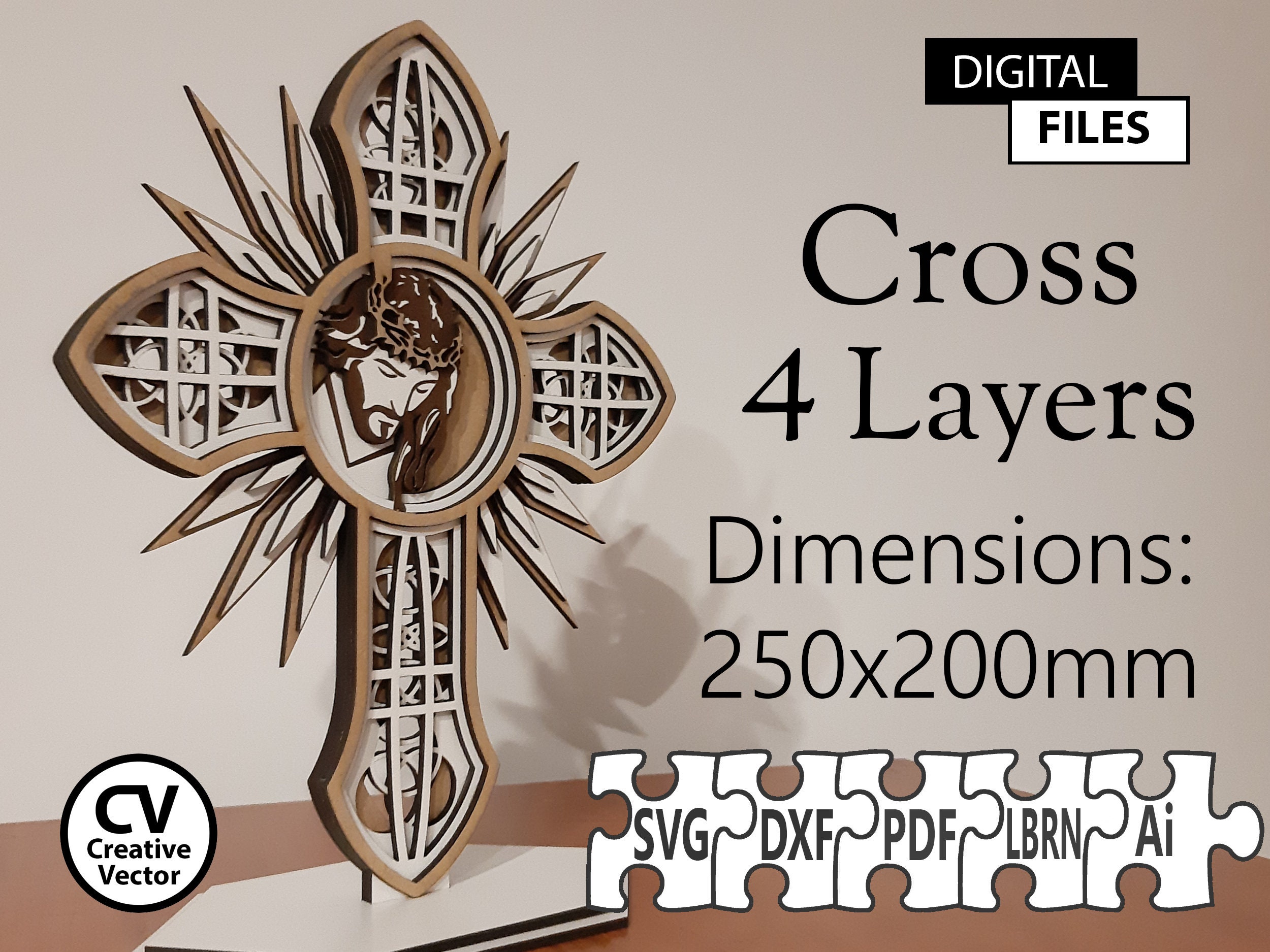 Jesus Cross 4 Layers SVG DXF PDF Easy to Laser Cut - Etsy