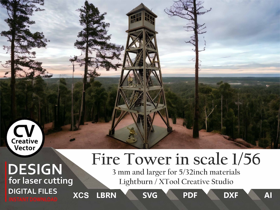 Files Fo Laser SVG | Ai | Dxf | Fire Tower | Scale 1/56 | Laser Cut ...