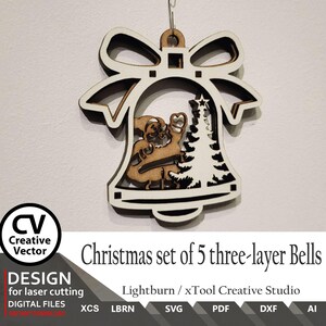 Christmas Bell Files for Laser Cut: 3D Ornament SVG, LBRN, XCS - Etsy