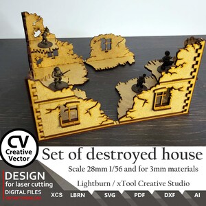 Laser Cut Files - Set of Destroyed House Lbrn | XCS | SVG | DXF | Bolt ...