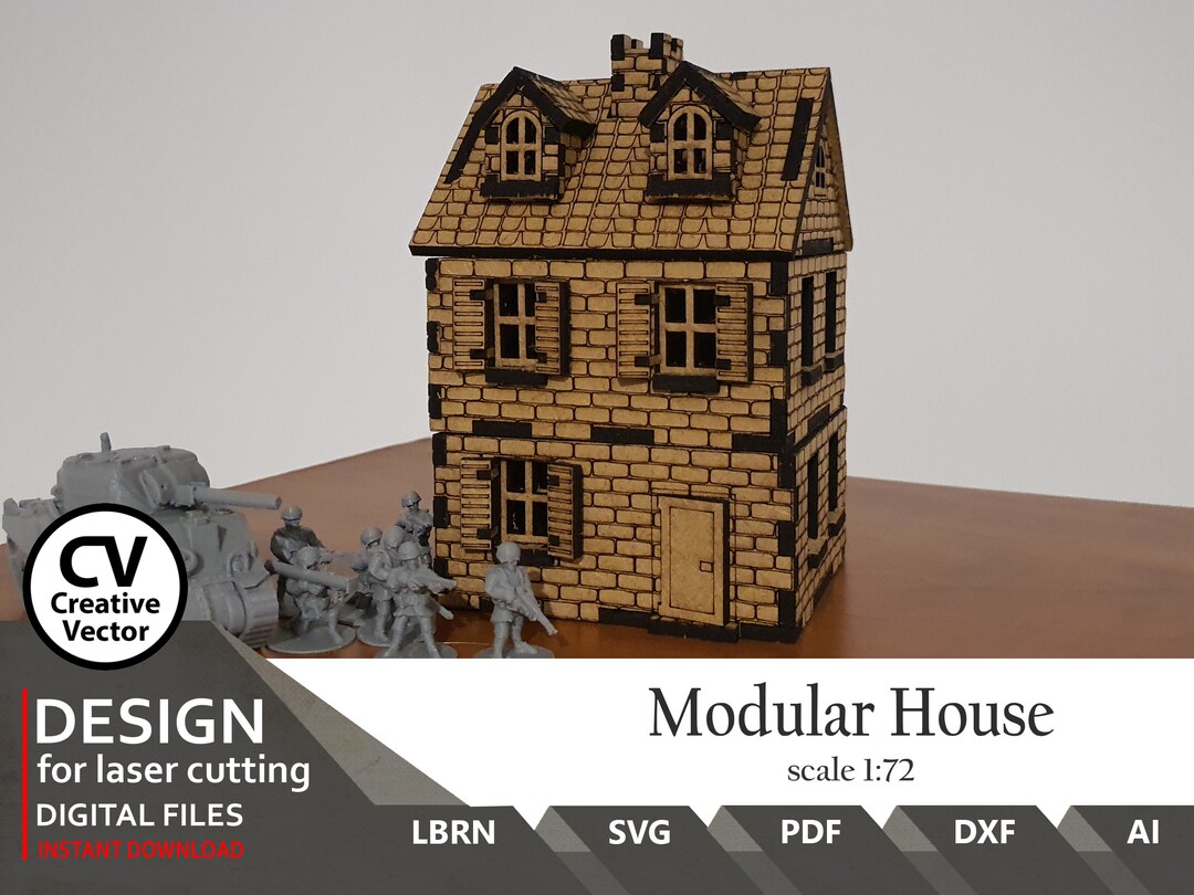 SVG | DXF | Ai | Scale 1:72 | Modular House Scale 1_72 | Lightburn ...