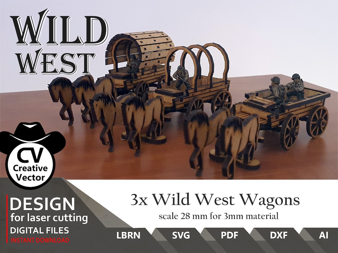 Wild West Wagon Files for Laser Cut : 3D Miniatures (digital Download ...