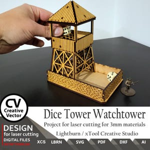 Files for Laser Cutting Dice Tower Watchtower | SVG | XCS |dxf | Ai | Lightburn | for Laser ...
