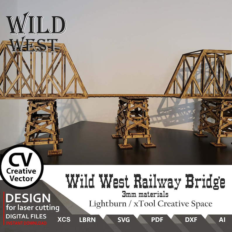 Wild West Railway Bridge SVG | XCS | Dxf | LBRN | Scale From 28mm up to ...