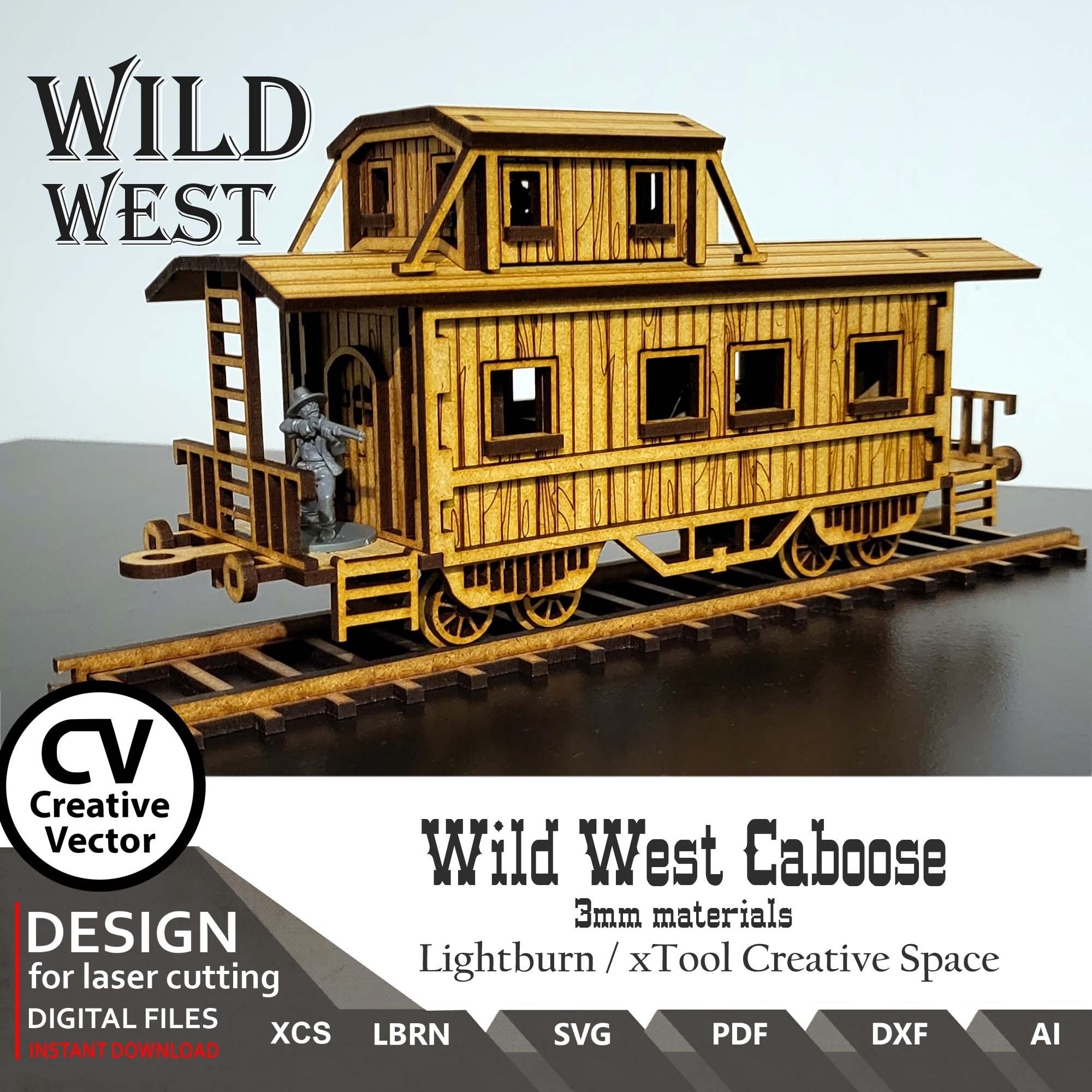 Wild West Caboose Wagon + Rails Files for Laser Cut (SVG, XCS, DXF) - Etsy