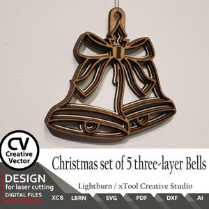 Christmas Bell Files for Laser Cut: 3D Ornament SVG, LBRN, XCS - Etsy