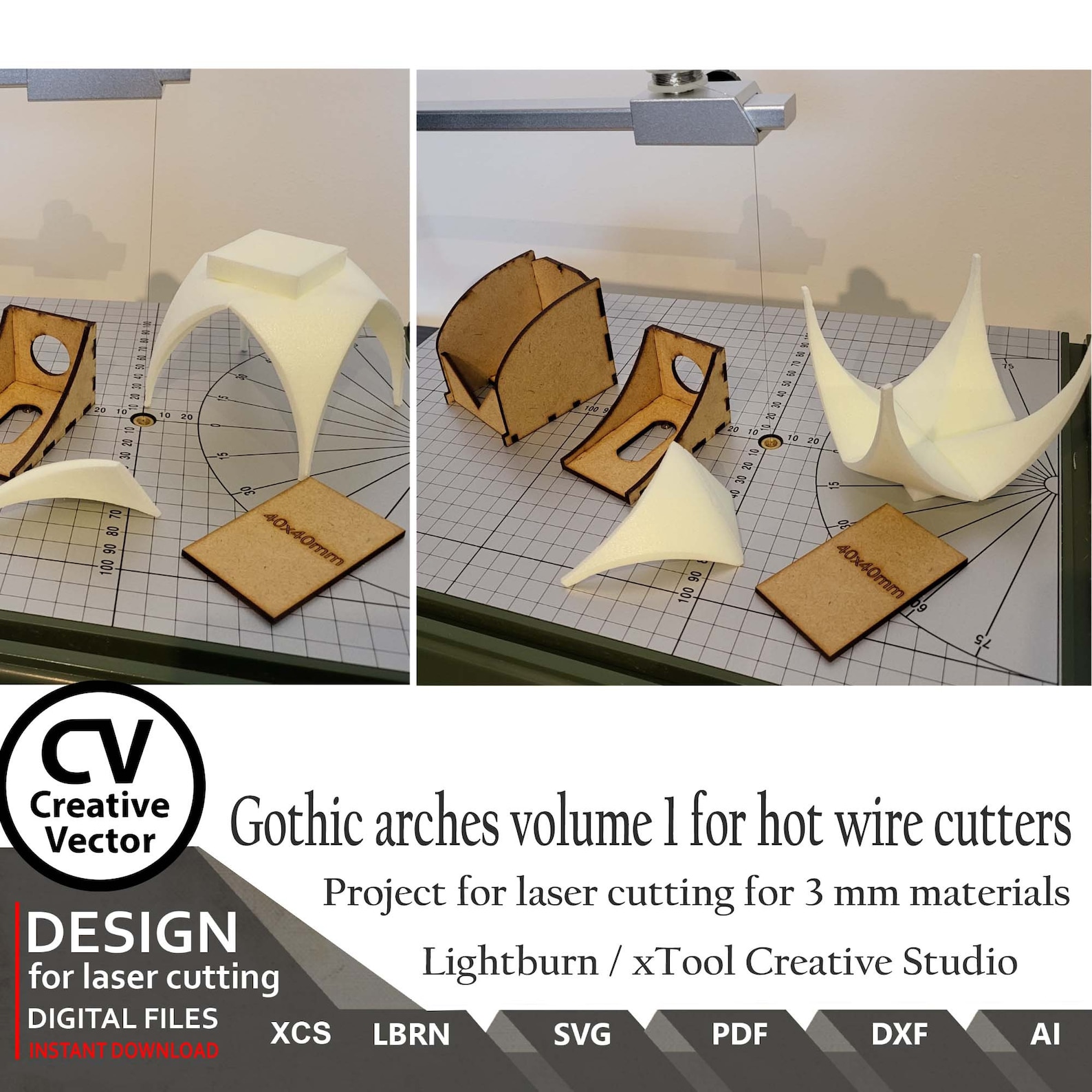 Gothic Arches Template: Laser Cut Files for Styrofoam Hot Wire Cutters ...
