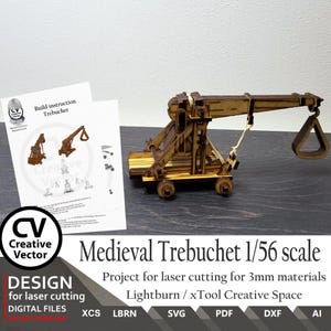 Files for Laser Cut Medieval Trebuchet Model: 28mm Scale SVG DXF ...