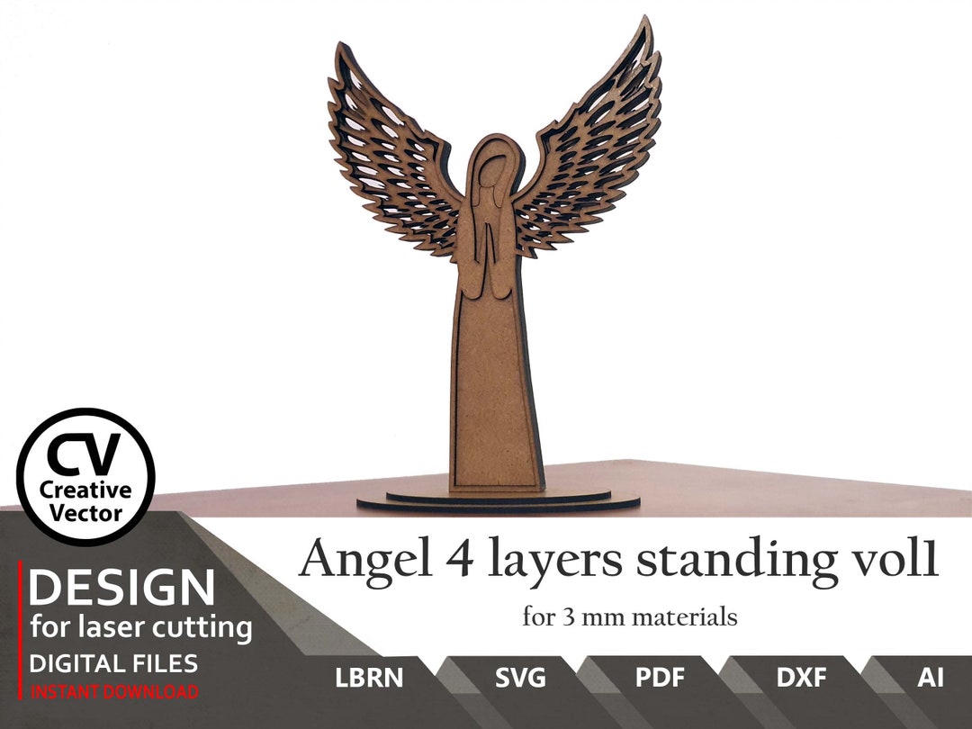 Laser Cut Files Angel 4 Layers Standing Vol 1 | SVG | Angel | Layers ...