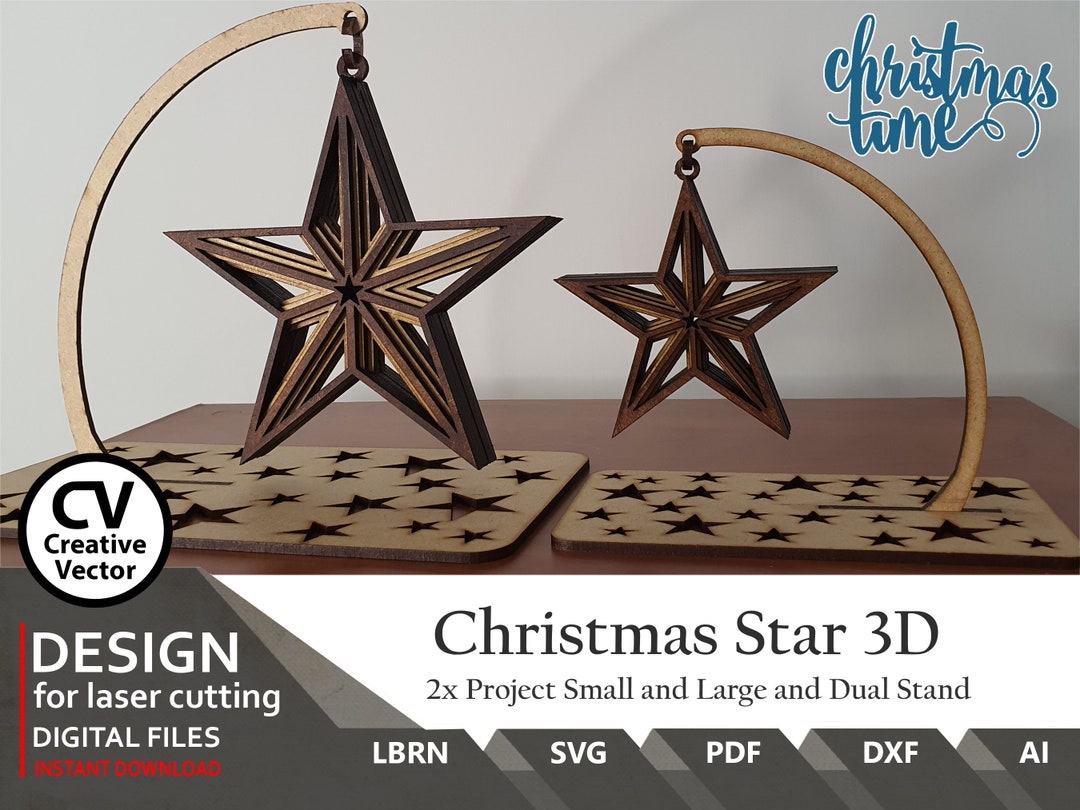 2 X Christmas Stars 3D Type 2 With Stand | Digital Files | Christmas ...