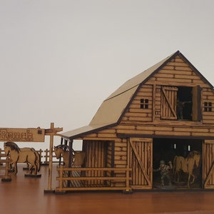 Laser Files for Cutting Wild West Barn SVG 3D Ranch | Dxf | LBRN | Ai ...