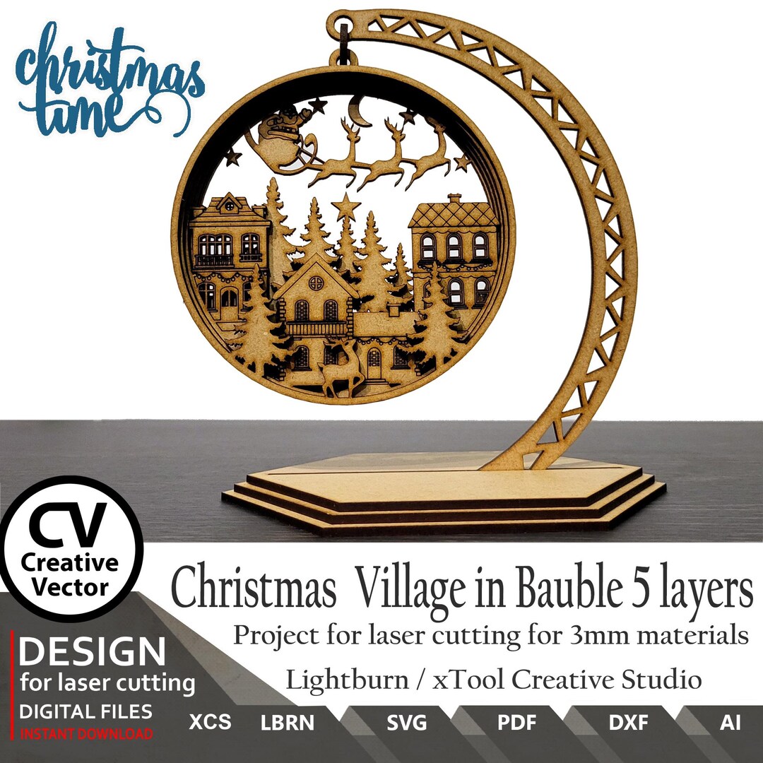 Village de Noël en boule 5 couches SVG XCS RLBRN Boule de Noël ...