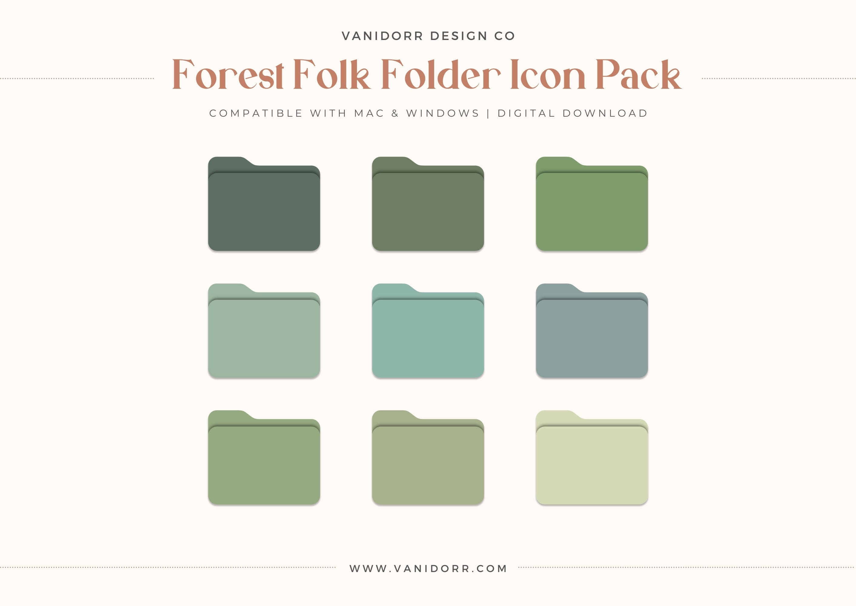Forest Folk Desktop Folder Icons Sage Green Digital Assets - Etsy