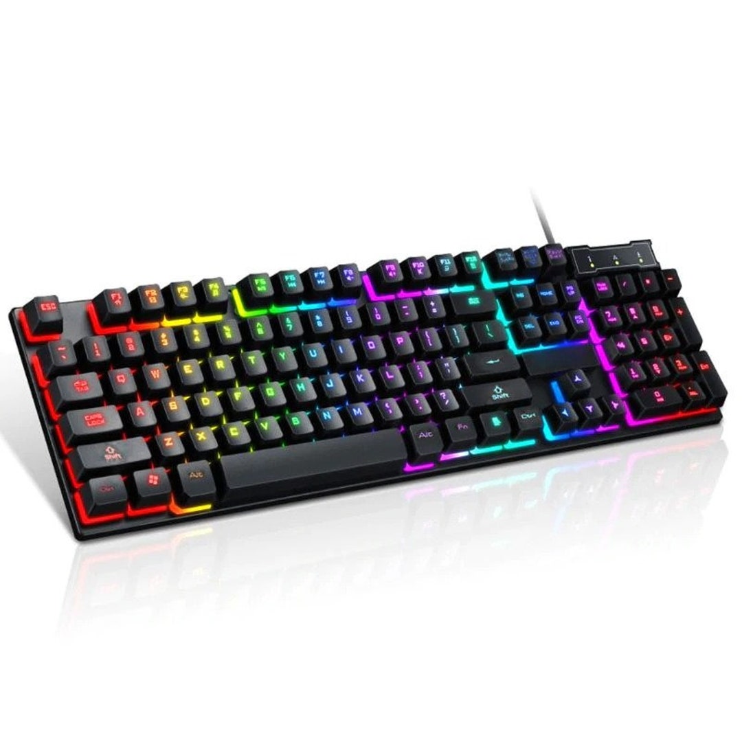 USB Wired Gaming Keyboard 104 Key Mechanical Feeling Gamer Keyboard for ...
