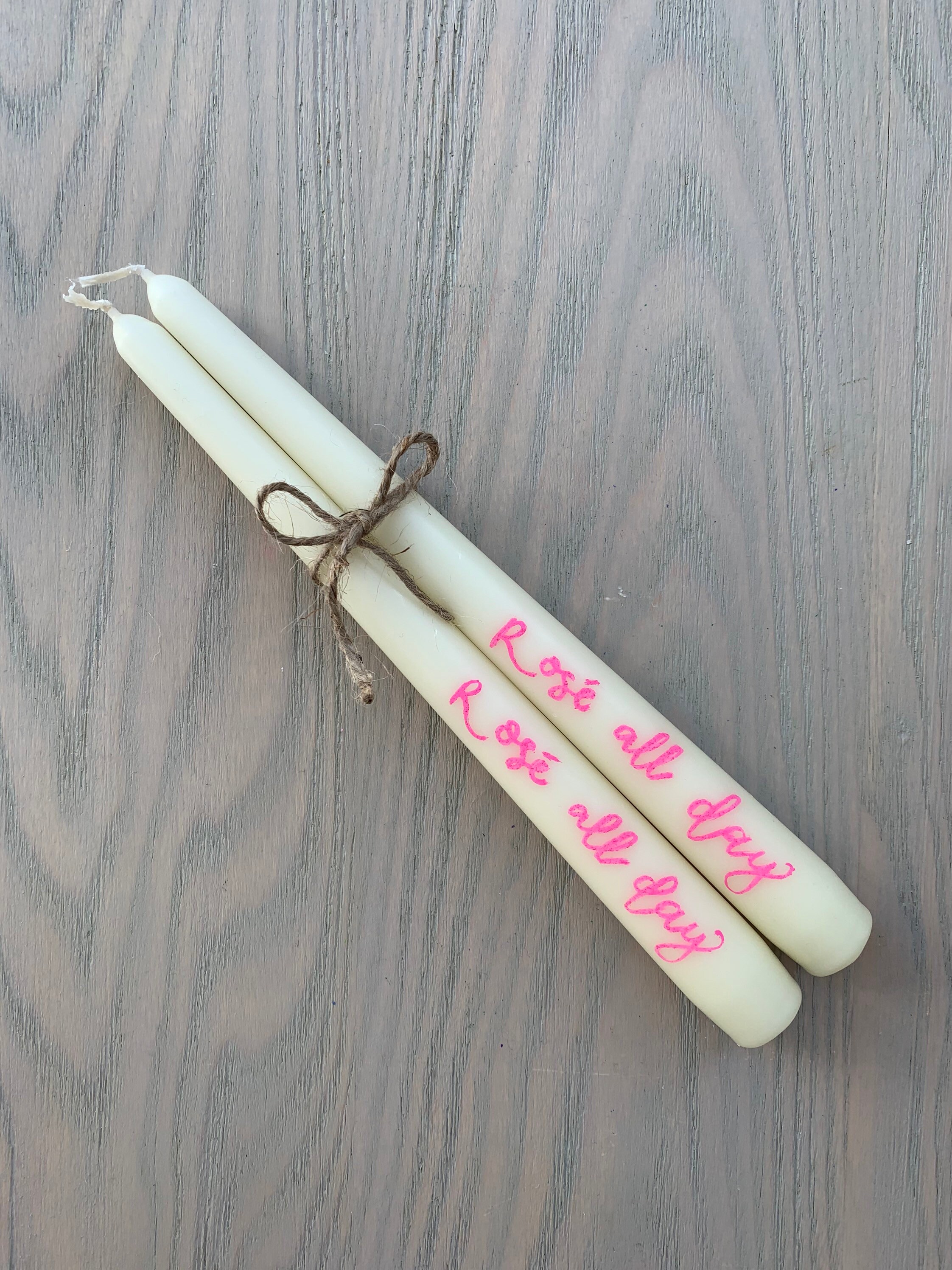 Hand Painted rosé All Day Taper Candles - Etsy
