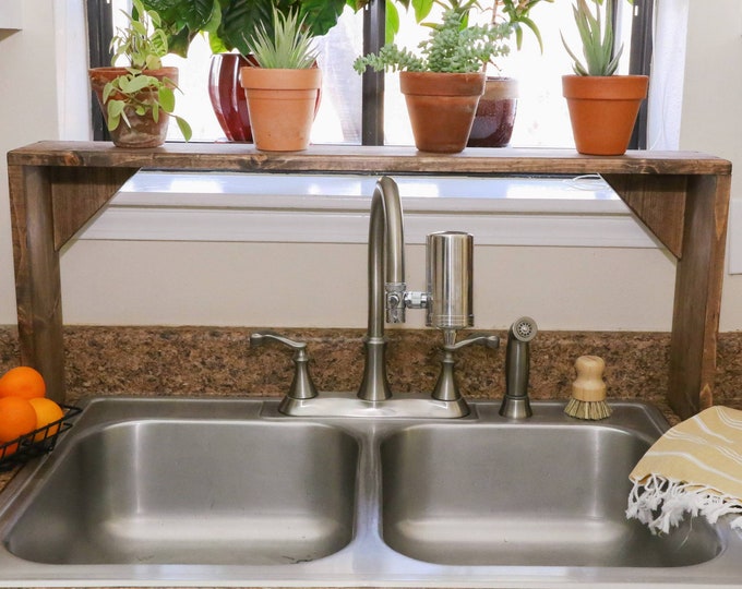 Over the Sink Shelf for Plants Extra Area Solid Wood Pine Made in the ...