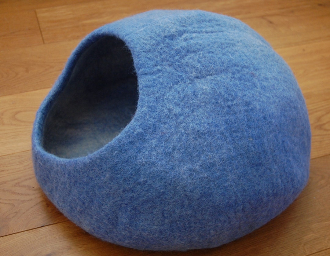 100% Wool Cat Cocoon, Hand Felted in Nepal, Blue - Etsy