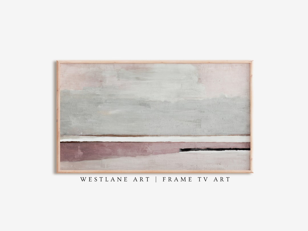 Pastel Abstract Landscape Frame TV ART | Soft Pink Blue Living Room ...