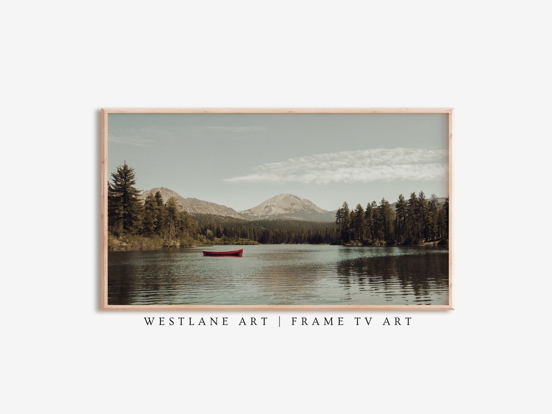 Lake Canoe Landscape Photography FRAME TV Art | Rustic Cabin Lake House ...