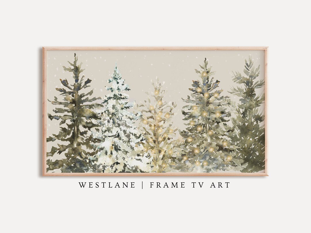 Neutral Winter Forest Frame TV Art | Christmas Farmhouse Trees Art ...