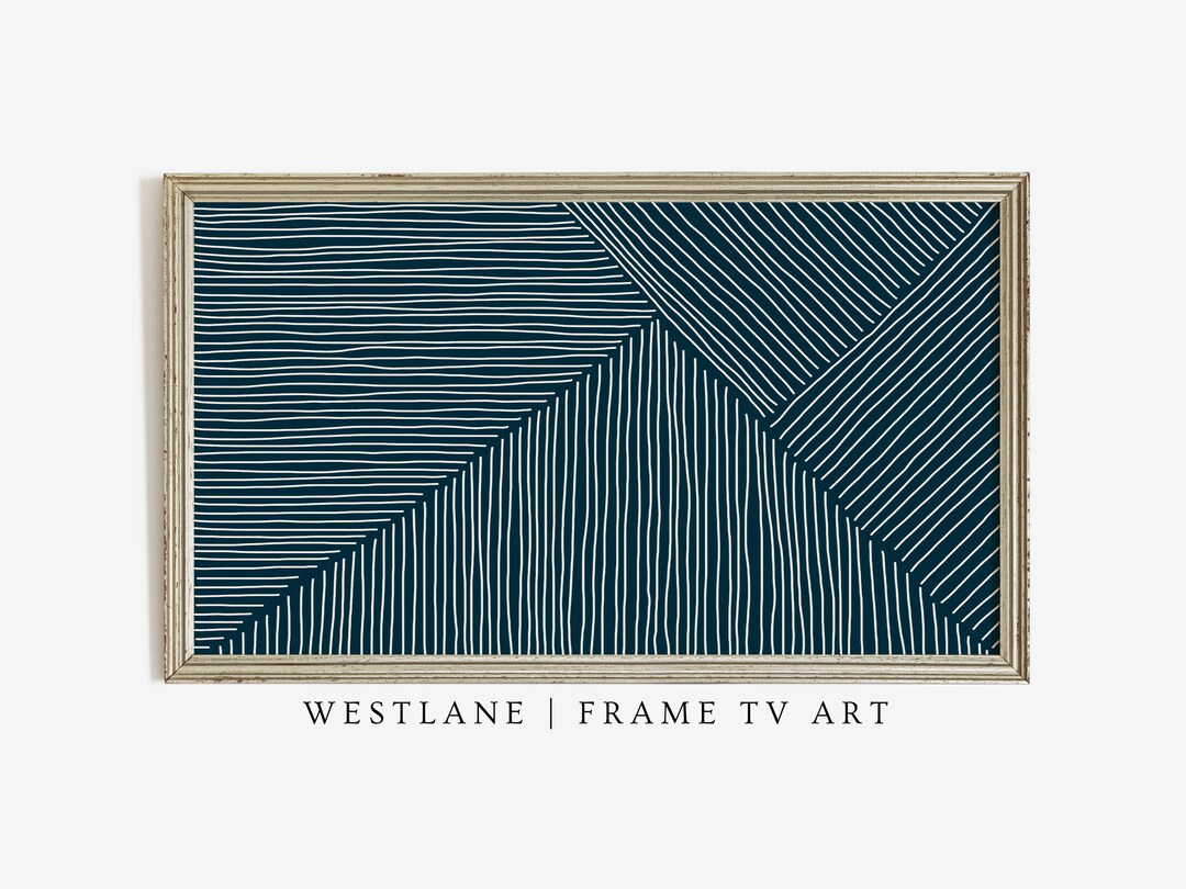 Modern Geometric Frame TV Art Dark Teal Contemporary Samsung TV Art ...