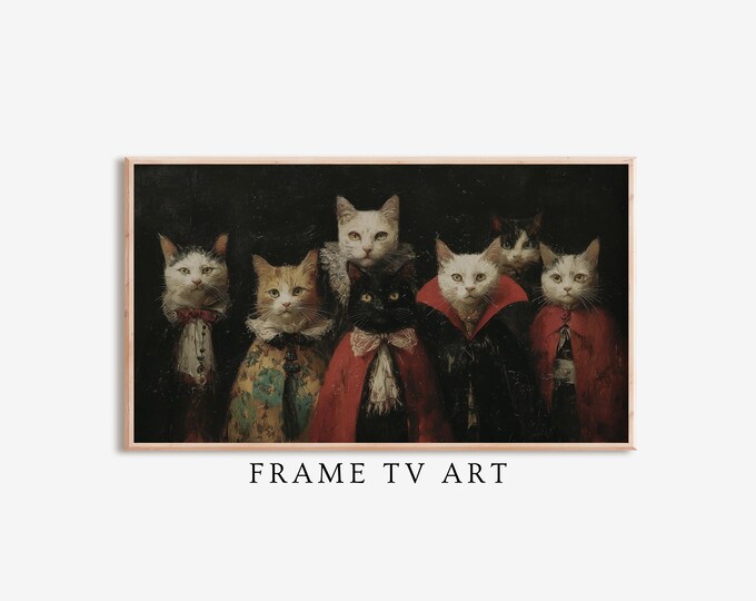 Halloween Vampire Cats Frame TV Art: Gothic Home Decor (digital ...