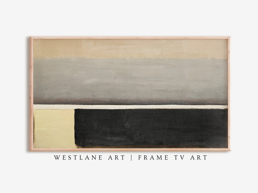 Mid Century Modern Warm Brown Abstract Frame TV ART Living Room Decor ...
