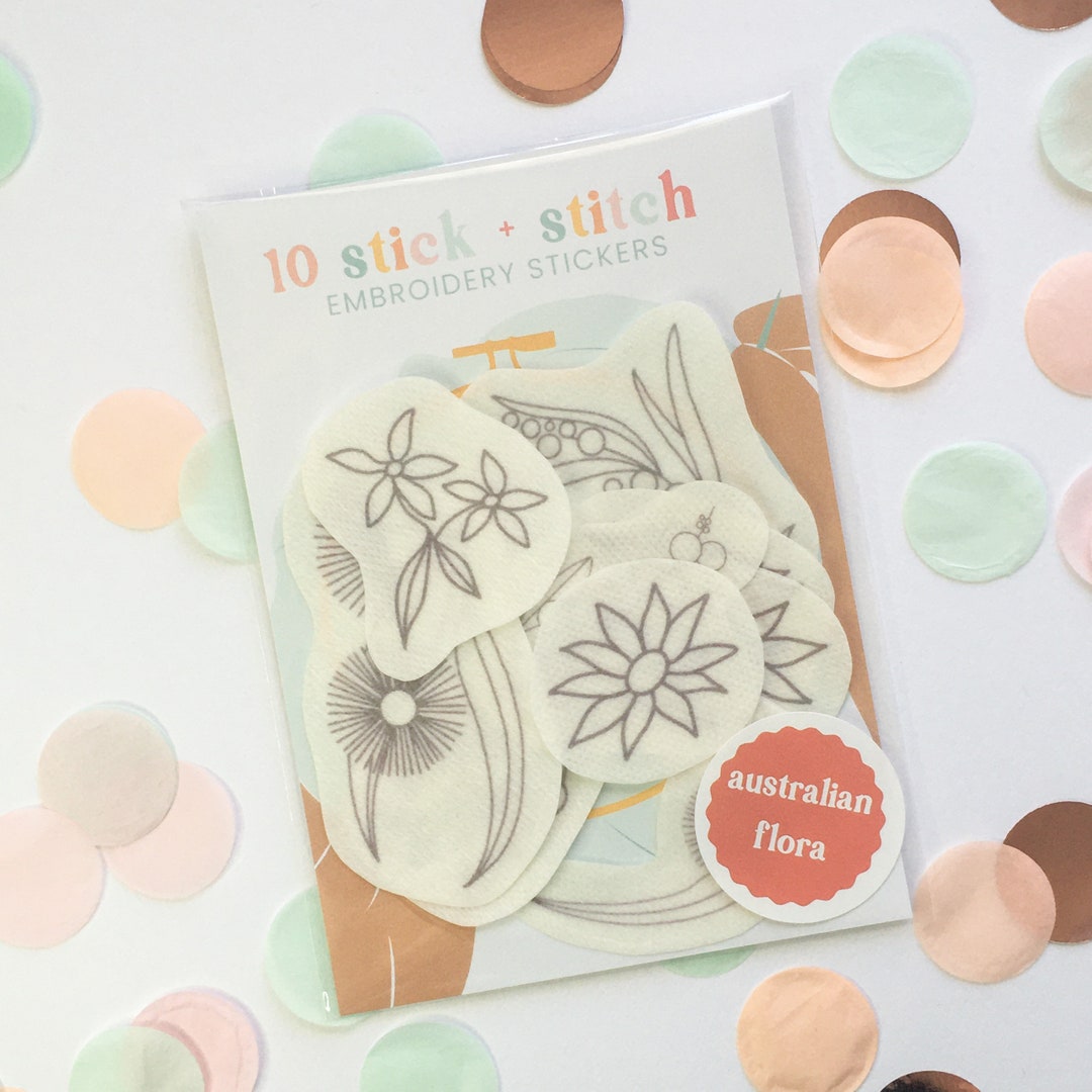 Australian Flora Stick and Stitch Embroidery Stickers DIY Embroidery ...