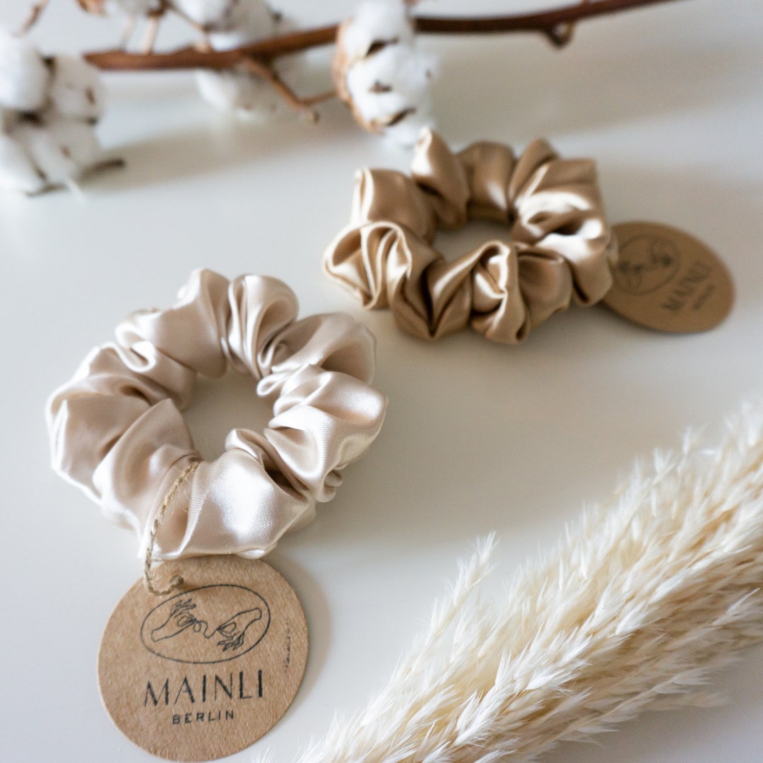 Satin Seiden Scrunchie in Champagner/Pearl-Beige - Etsy.de