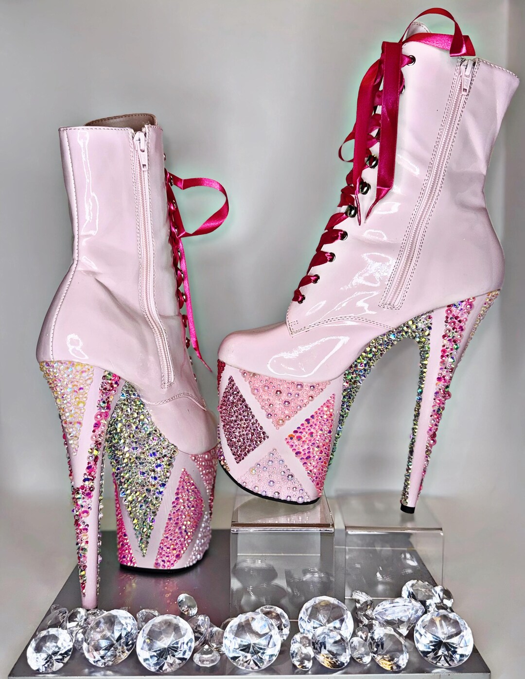 Galactic Glamour Pink Platform Boots (8inch Heels) - Etsy
