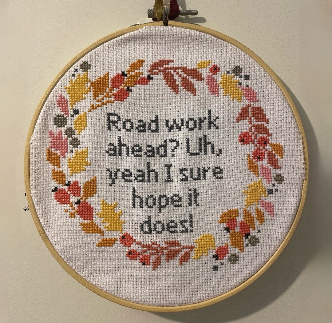 Road Work Ahead Vine Meme Cross Stitch - Etsy