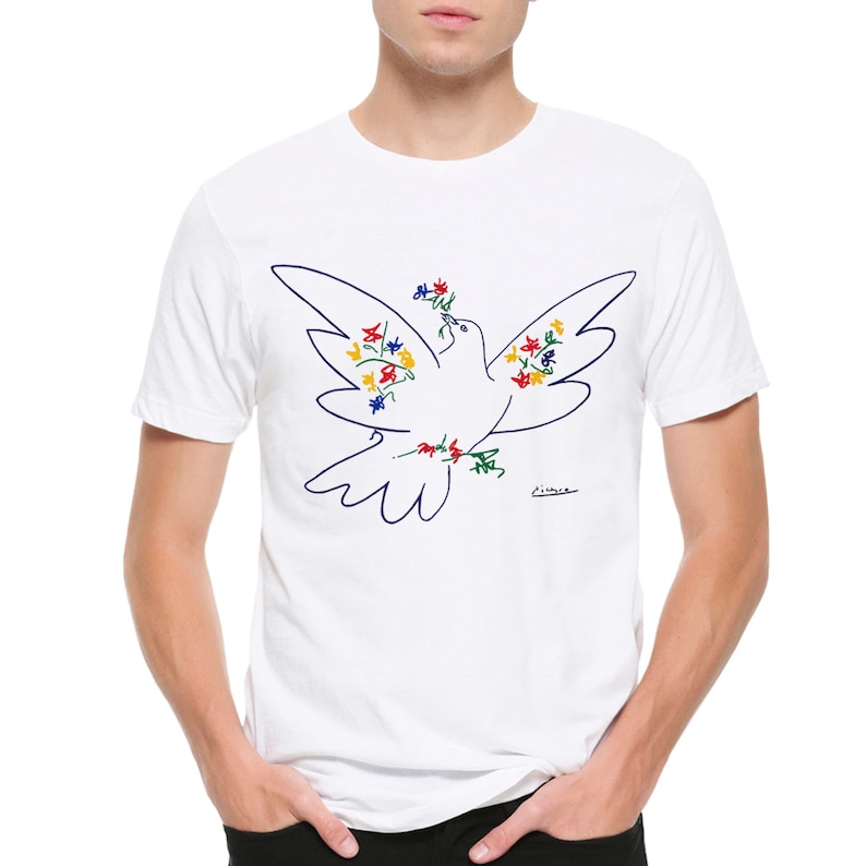 Pablo Picasso Dove of Peace T-shirt, 100% Cotton Tee, Men's Women's All ...
