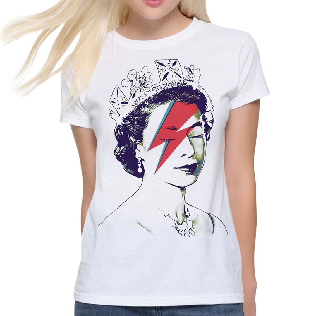 Queen Elizabeth Ziggy Stardust T-shirt, David Bowie Style Shirt, Men's Women's All Sizes (ELI ...
