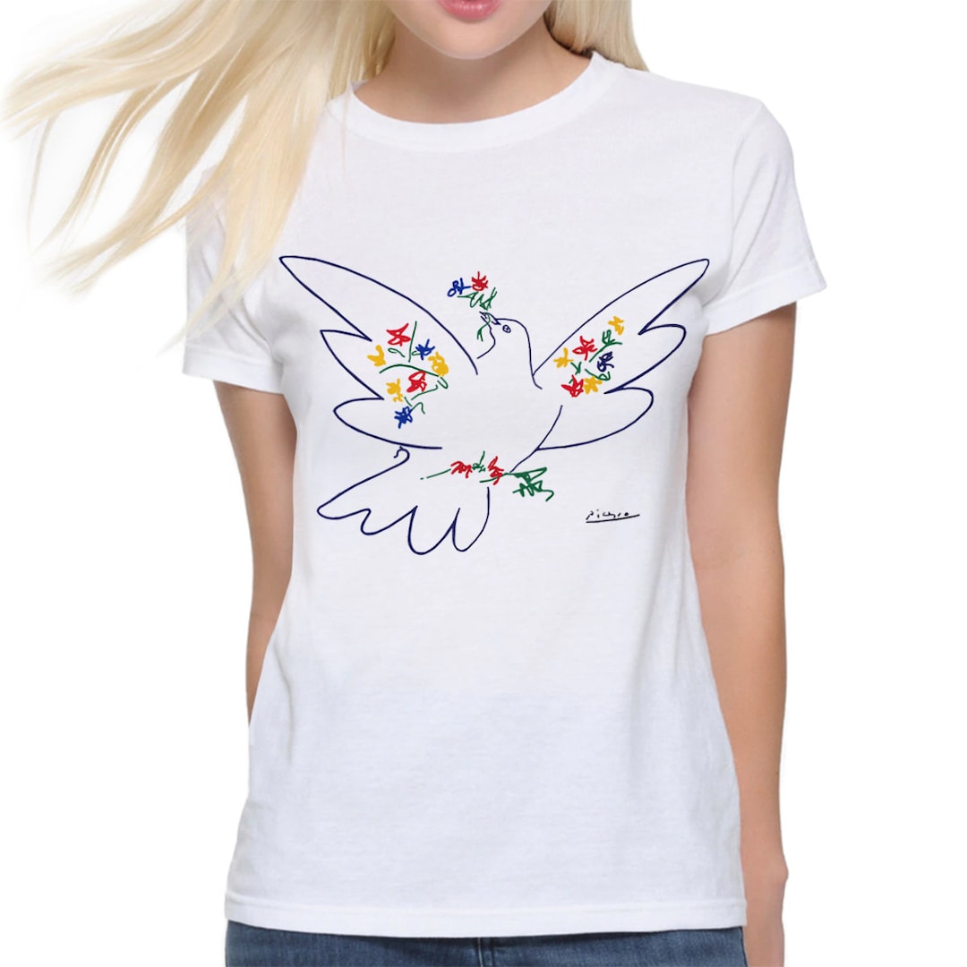 Pablo Picasso Dove of Peace T-shirt, 100% Cotton Tee, Men's Women's All ...