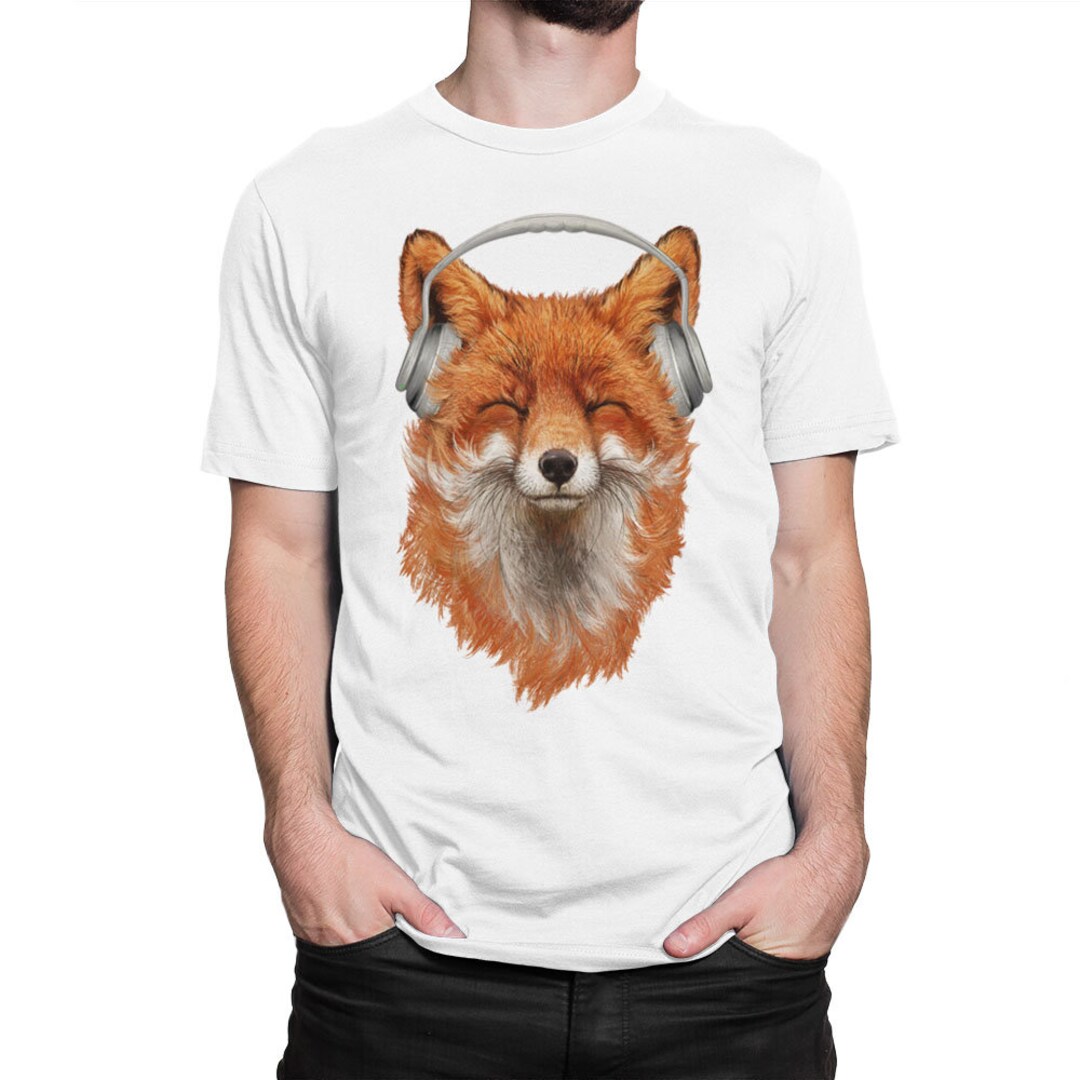 Fox With Headphones T-shirt, Men's Women's All Sizes FOX-336213 - Etsy
