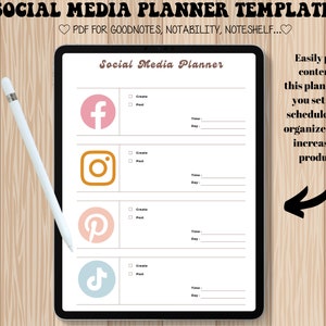 Social Media Planner, Goodnotes Template, Digital Planner Pdf ...