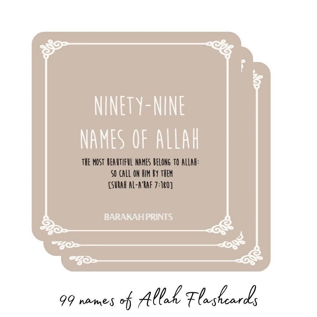 99 Names of Allah Flash Cards Translation Transliteration Ramadan Eid ...