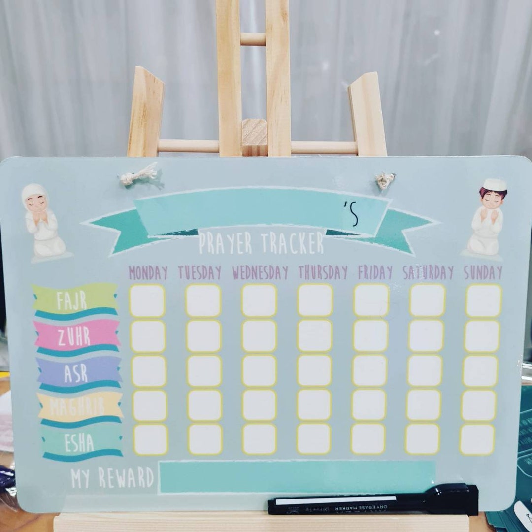 Prayer Tracker. Whiteboard, Kids Islamic Notepad, Daily Planner ...