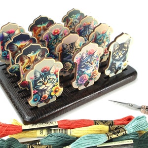 Wooden Spools for Thread and Ribbons / Kittens in Flowers - Etsy