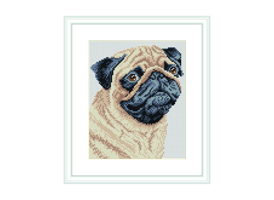 Pug Cute Cross Stitch Pattern / Dog Portrait / Instant Digital Download ...