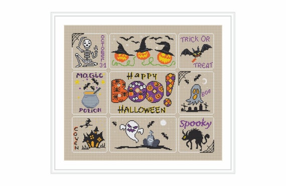 Halloween Sampler Cross Stitch Pattern PDF - Etsy