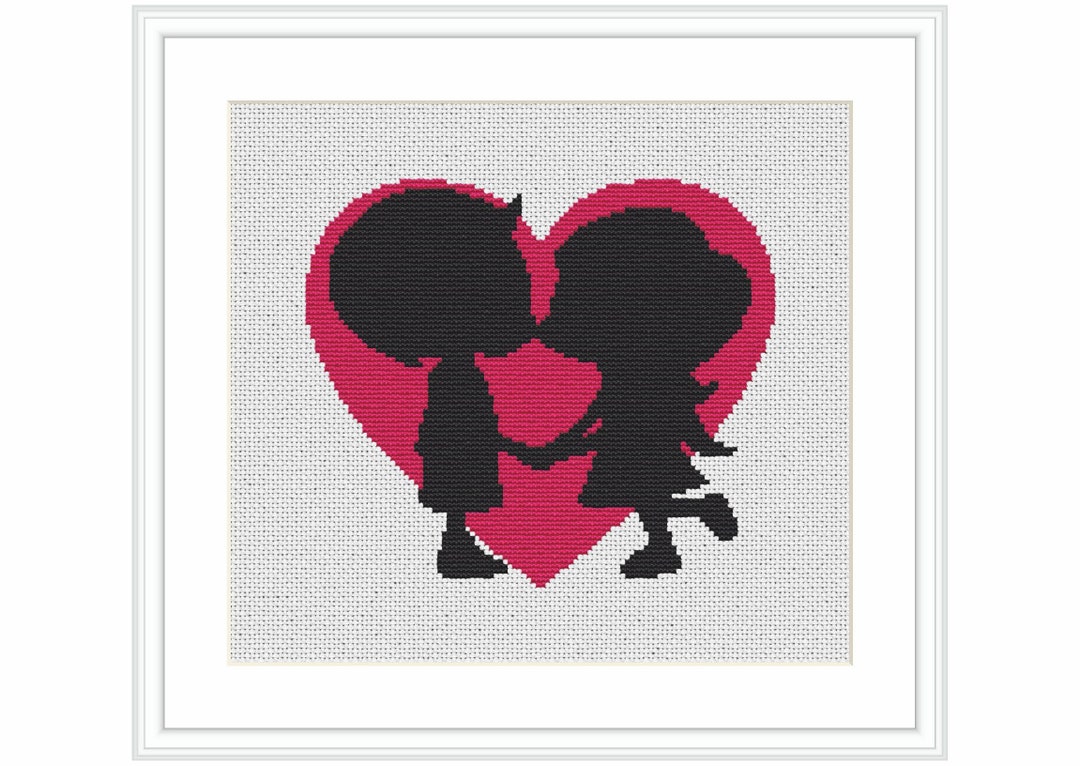 Kiss / Love/heart/ Cross Stitch Pattern/instant Digital Download, PDF ...