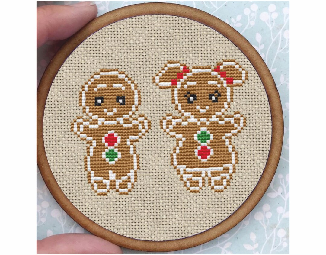 Gingerbread Pair Cute Cross Stitch Pattern / Instant Digital Download ...