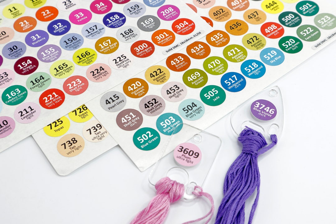 DMC Floss Round Vinyl Stickers. 18mm. Vinyl Labels DMC Floss or Diamond ...